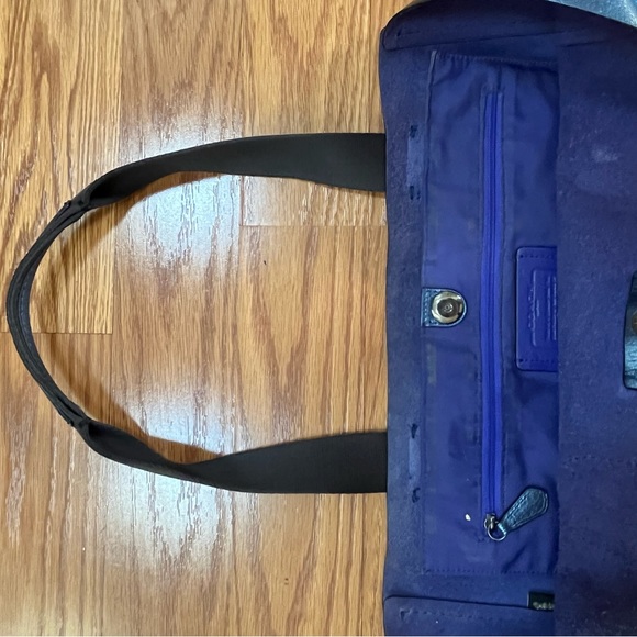 Coach | Bags | Coach Metallic Blue Large Leather Tote | Poshmark